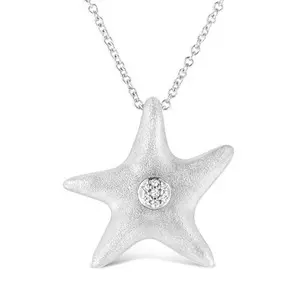 HAUS OF BRILLIANCE 925 Sterling Silver Diamond Starfish Pendant Necklace - White