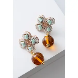 NOONDAY COLLECTION Vintage Floral Drop Earrings - Amber