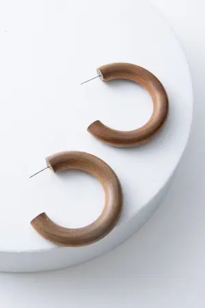 NOONDAY COLLECTION Wooden Hoop Earrings - Brown