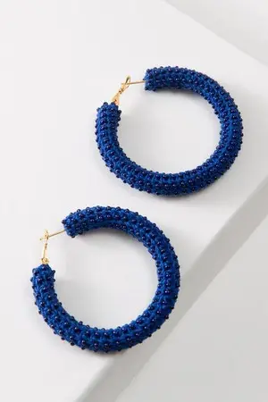 NOONDAY COLLECTION Crocheted Hoop Earrings - Blue