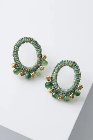 NOONDAY COLLECTION Anjana Crochet Hoop Earrings - Green
