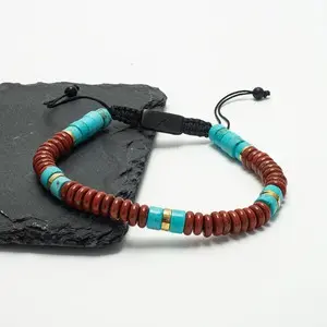 STARFISH PROJECT Nomadic Turquoise & Jasper Rope Beaded Bracelet - Red