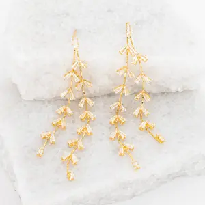 STARFISH PROJECT Graceful Willow Zircon Dangle Earrings - Gold