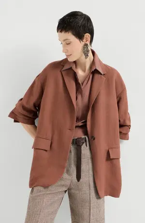Brunello Cucinelli Fluid Twill Blazer - Orange