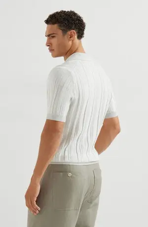 Brunello Cucinelli Jacquard Knit Polo Shirt