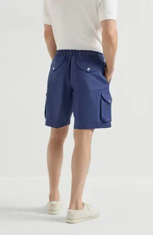 Brunello Cucinelli Bermuda Shorts With Cargo Pockets - Blue