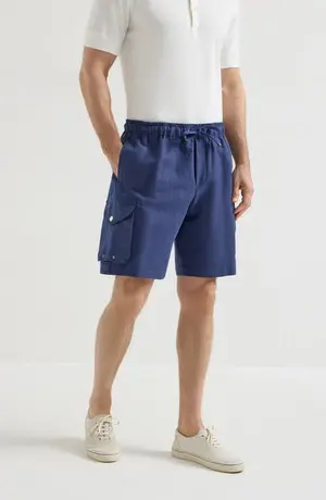 Brunello Cucinelli Bermuda Shorts With Cargo Pockets - Blue