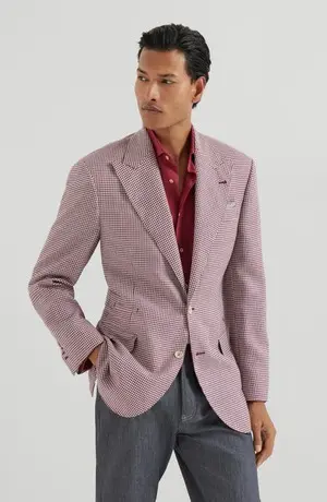 Brunello Cucinelli Houndstooth Pattern Blazer
