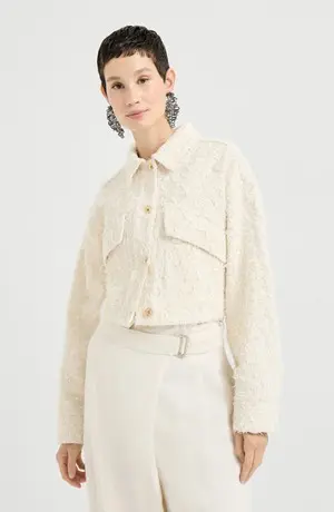 Brunello Cucinelli Denim Outerwear Jacket - Ivory
