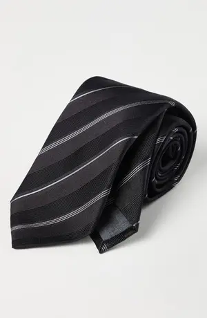 Brunello Cucinelli Striped Silk Necktie - Black