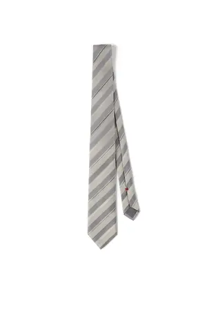 Brunello Cucinelli Striped Silk Necktie - Khaki