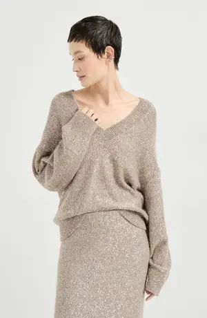 Brunello Cucinelli Sequin Embellished Sweater - Light Brown
