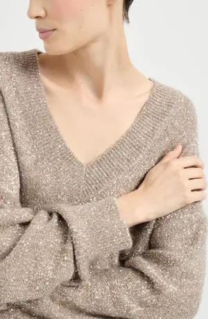 Brunello Cucinelli Sequin Embellished Sweater - Light Brown
