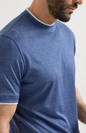 Brunello Cucinelli T-shirt With Faux-layering - Denim