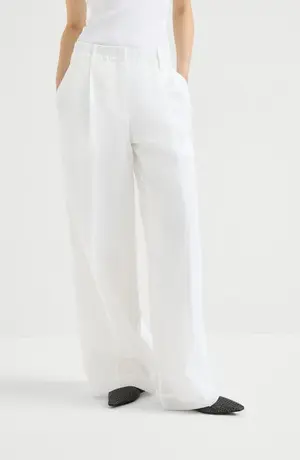 Brunello Cucinelli Cotton Organza Trousers - White
