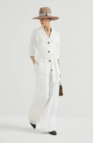 Brunello Cucinelli Cotton Organza Trousers - White