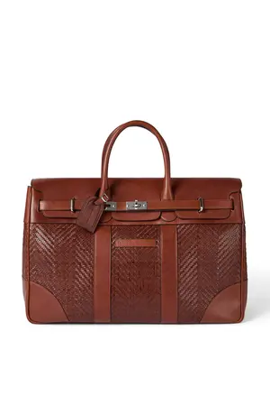 Brunello Cucinelli Calfskin And Cowhide Braided Bag - Cognac