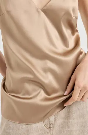 Brunello Cucinelli Stretch Silk Satin Camisole - Beige