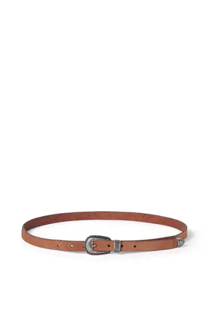 Brunello Cucinelli Reversed Leather Belt With Silver Tone Tip - Rust Brown