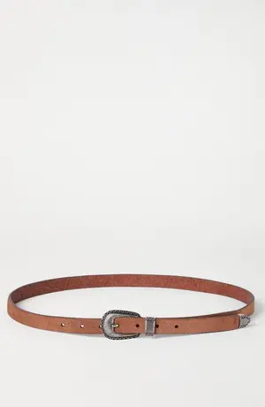 Brunello Cucinelli Reversed Leather Belt With Silver Tone Tip