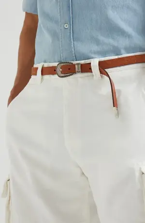 Brunello Cucinelli Reversed Leather Belt With Silver Tone Tip