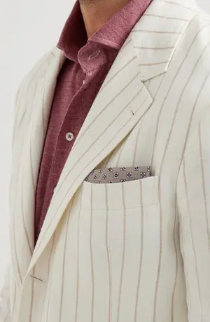 Brunello Cucinelli Silk Pocket Square - Light Brown