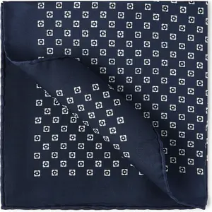 Brunello Cucinelli Silk Pocket Square Navy Blue