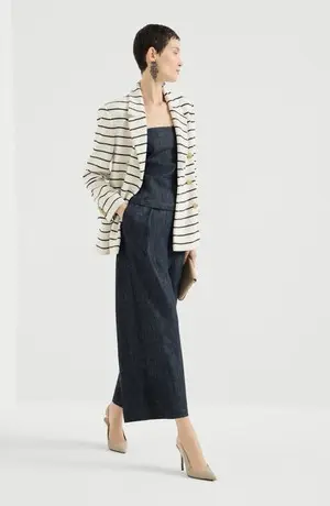 Brunello Cucinelli Pleated A-line Trousers - Denim