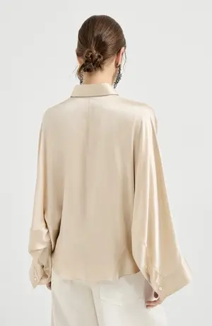 Brunello Cucinelli Stretch Silk Satin Shirt