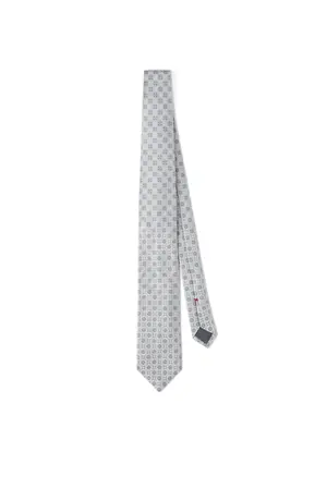 Brunello Cucinelli Patterned Silk Standard Necktie Light Grey