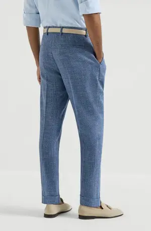 Brunello Cucinelli Hopsack Virgin Wool Trousers - Denim