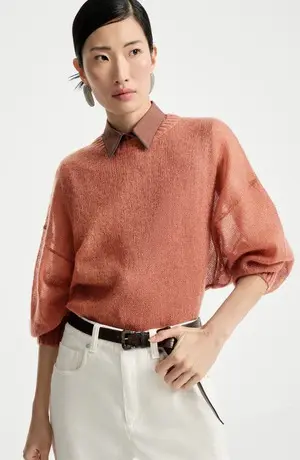 Brunello Cucinelli Mohair And Wool Sweater - Orange