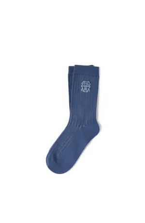 Brunello Cucinelli Cotton Calf Length Socks - Denim