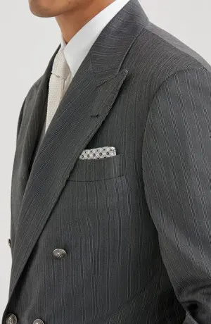 Brunello Cucinelli Pocket Square With Pattern - Light Grey