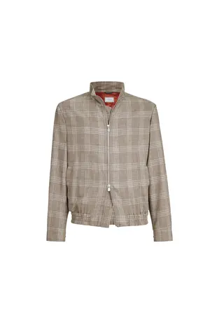 Brunello Cucinelli Tartan Outerwear Jacket - Light Grey