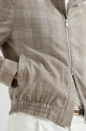 Brunello Cucinelli Tartan Outerwear Jacket - Light Grey
