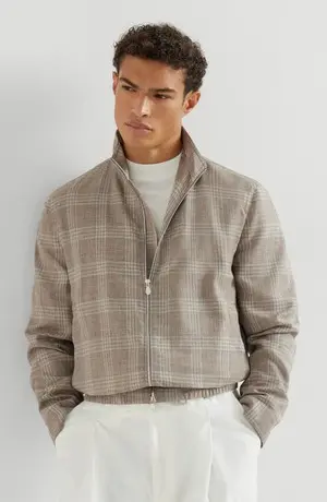 Brunello Cucinelli Tartan Outerwear Jacket - Light Grey