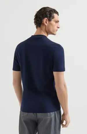 Brunello Cucinelli Jersey T-shirt With Logo - Cobalt