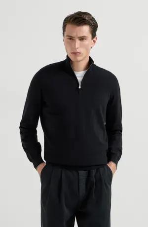 Brunello Cucinelli Cashmere Half-zip Sweater - Black