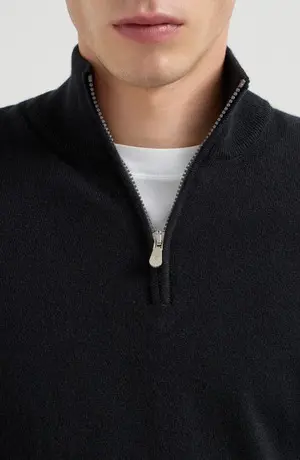 Brunello Cucinelli Cashmere Half-zip Sweater - Black