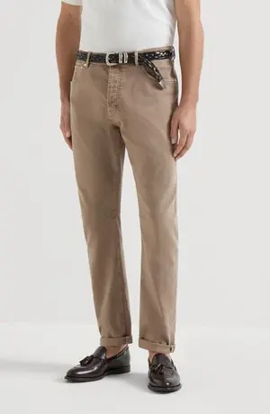 Brunello Cucinelli Garment-dyed Denim Trousers - Light Brown