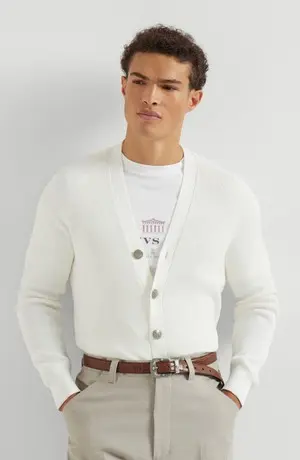 Brunello Cucinelli English Rib Knit Cardigan - Panama