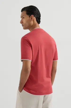 Brunello Cucinelli T-shirt With Faux-layering - Strawberry