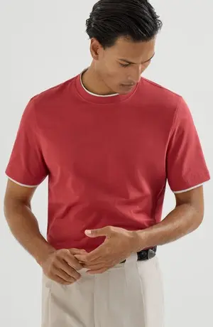Brunello Cucinelli T-shirt With Faux-layering - Strawberry