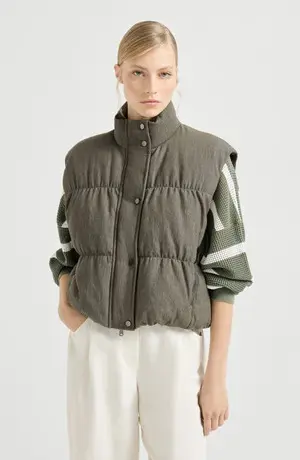 Brunello Cucinelli Down Vest - Olive