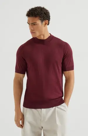 Brunello Cucinelli Silk Cotton Knit T-shirt - Amaranth