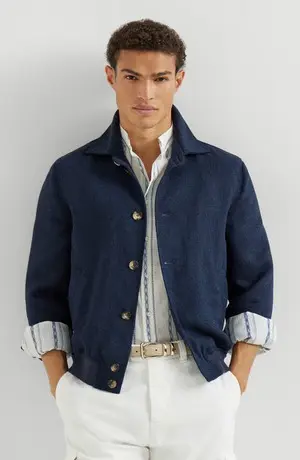 Brunello Cucinelli Hopsack Outerwear Jacket - Navy Blue
