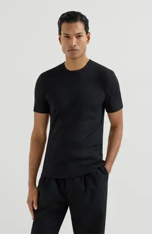 Brunello Cucinelli Ribbed Jersey T-shirt - Black