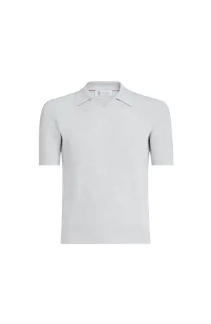 Brunello Cucinelli Cotton English Rib Knit Polo - Fog