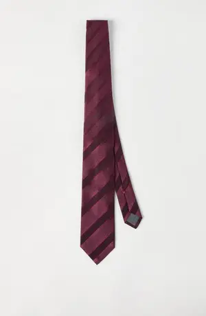 Brunello Cucinelli Striped Silk Necktie - Cherry
